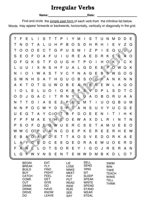 Verb Word Search Free Printable Word Search Maker