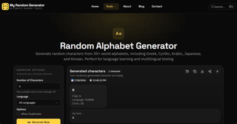 Random Alphabet Generator — 30 Languages My Random Generator