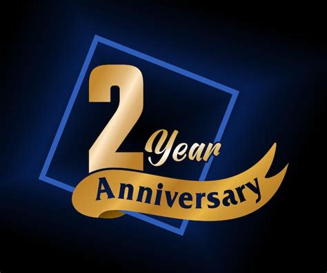 2 Year Anniversary Ordinal Number Counting Vector Art Illustration In Stunning Font On Gold