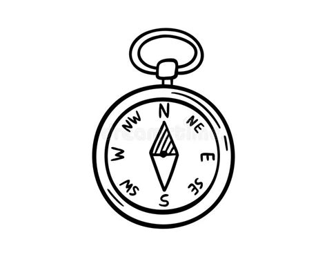 Compass Doodle Hand Drawn Icon Outline Drawing Compass Line Clipart