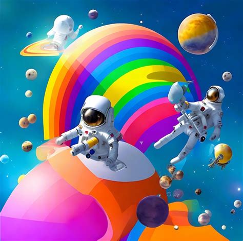 Premium Ai Image Futuristic Space Station Filled With Floating Objects