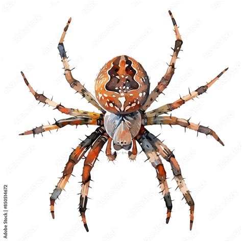 Watercolor Drawing Clipart Of A Spider Isolated On A White Background