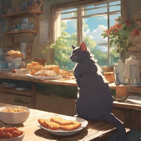 Premium Ai Image Cat Looking At A Snack
