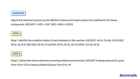 Solved Adjust The Chemical Reaction By The Redox Method And Orderly Select The Coefficients For