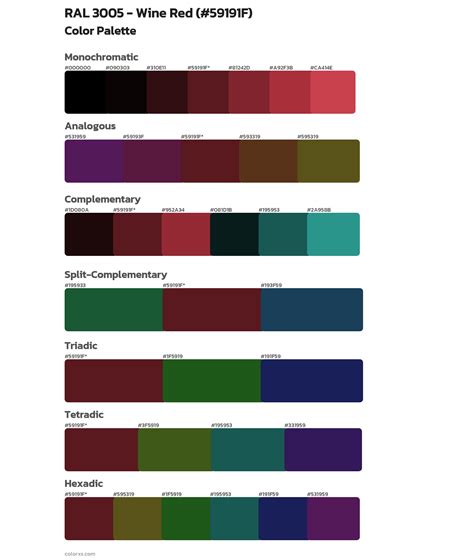 Ral 3005 Wine Red Color Palettes