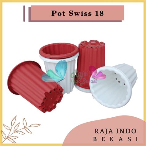 Jual Pot Swiss 18 Putih Bening Transparan Hitam Merah Bata Merah Coklat Terracota Terracotta