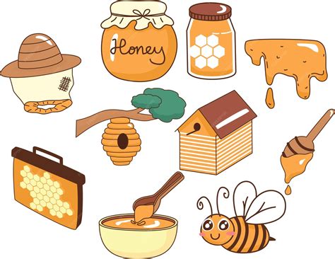 Premium Vector Drawing Of Honey Pot Honeycomb