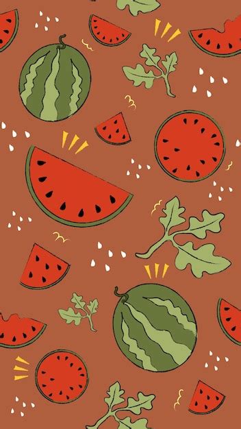 Premium Vector Seamless Pattern Watermelons With Brown Background