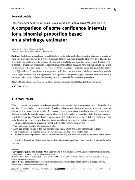 Pdf A Comparison Of Some Confidence Intervals For A Binomial Proportion Based On A Shrinkage