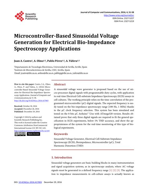 Pdf Microcontroller Based Sinusoidal Voltage Generation For Electrical Bio Impedance
