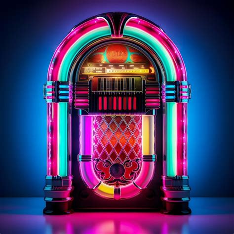 Premium Ai Image A Close Up Of A Juke Box With A Neon Light Generative Ai