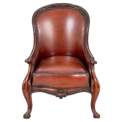 Victorian Arm Chair Leather Seat Cabriole Leg 1860 For Sale At 1stdibs