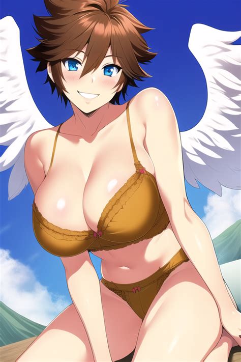 Rule 34 Ai Generated Angel Angel Wings Blue Eyes Brown Hair Female