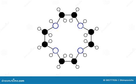 Cyclen Molecular Structure Aza Crown Ether Ball And Stick 3d Model
