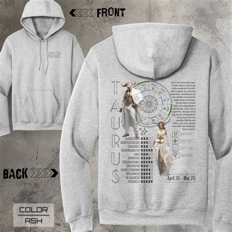 Taurus Zodiac Streetwear Hoodie Front And Back Design Horoscope Y2k