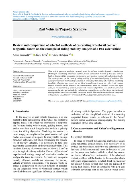 Pdf Review And Comparison Of Selected Methods Of Calculating Wheel