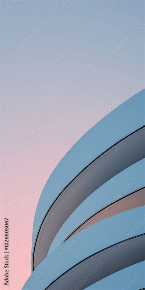 Semi Circular Facade With Balconies In A Pink Blue Color Scheme
