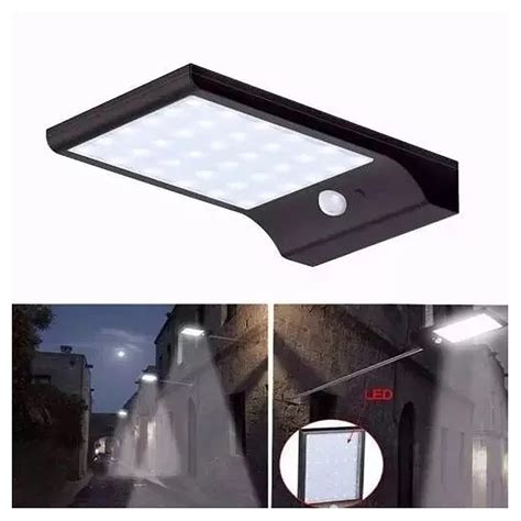 Luminária Refletor Solar 20w Led Com Placa Bateria Sensor De Movimento