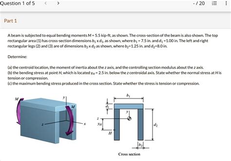 Question 1 Of 5 Part 1 A Beam Is Subjected To Equal Bending Moments M