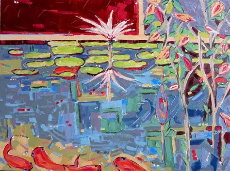 Nan Hass Feldman Into The Pond 1 Oil Painting Water Flowers