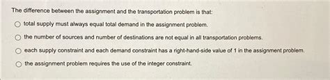 Solved The Difference Between The Assignment And The