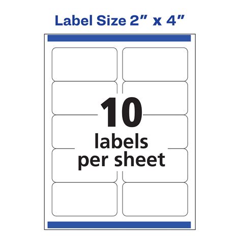 Avery Shipping Labels White Sure Feed 2 X 4 250 Labels 6427 In