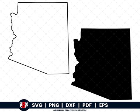 Arizona Map Outline Silhouette Svg Pngdxfpdfeps Cricut Arizona Map