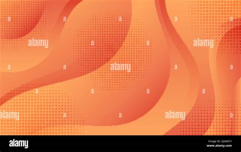 Abstract Orange Wave Shape Overlapping Layer With Halftone Effect