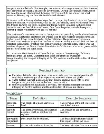 Factors Influencing Climate And Weather Patterns Daily Lesson Tpt