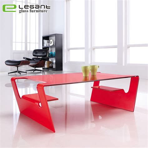 Red Furniture Bending Curved Glass Coffee Table Coffee Tables And