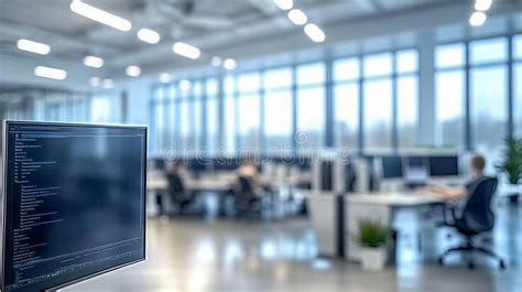 Modern Open Office With Programmers And Code On Screen Stock Illustration Illustration Of