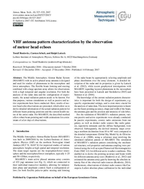 Pdf Vhf Antenna Pattern Characterization By The Observation Of Meteor
