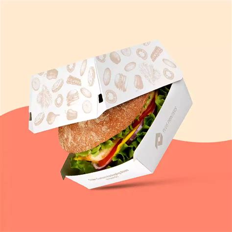Custom Disposable Food Grade Cardboard Hamburger Packaging Paper Burge