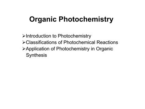 Pdf Introduction To Photochemistry Classifications Of Introduction To Photochemistry