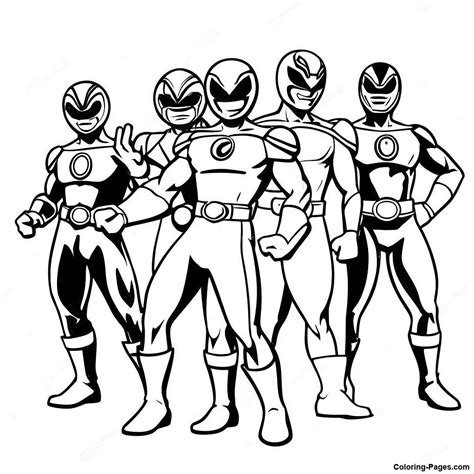 Mighty Morphin Power Rangers Team Coloring Page Coloring