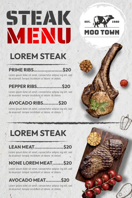 Steak Menu Layout Template Postermywall