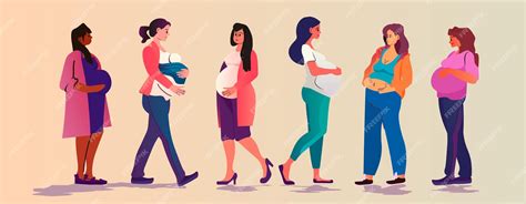 Premium Vector Mix Race Pregnant Women Future Moms Standing Together
