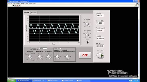 demonstration function generator oscilloscope created with labview