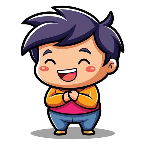 Cartoon Boy With A Smile On His Face On A White Background 55608984