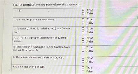 Solved Ex1 14 Points Determining Truth Value Of The