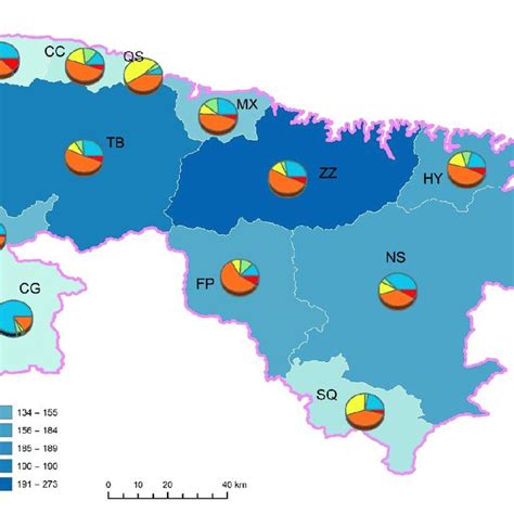 Spatial Distribution Of Species Richness In 12 Ecoregions The Pie