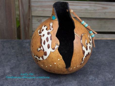 Calebasse Décorée à La Main Motifs Gecko Benny