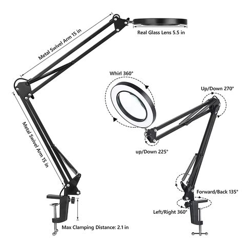 2 In 1 25x10d Led 클램프 데스크탑 램프 돋보기 산업용 돋보기 공급 업체 E Tay