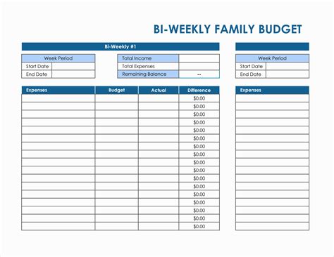 Bi Weekly Budget Template