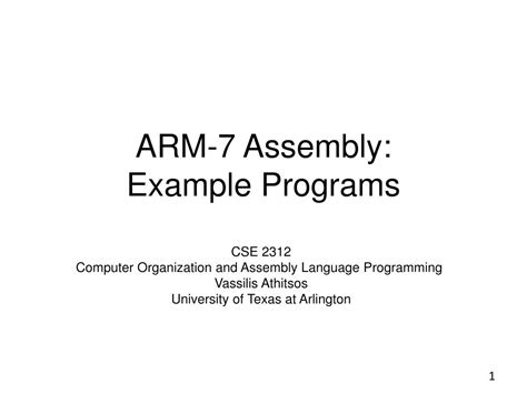 Ppt Arm 7 Assembly Example Programs Powerpoint Presentation Free
