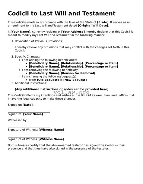 Create Your Codicil To Will With Our Free Form