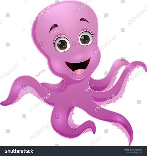 Cute Purple Octopus On White Background Stock Vector Royalty Free