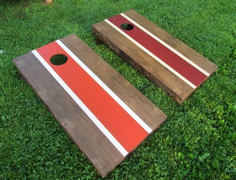 Cornhole Boards Striped Two Toned Choose Your Colors Stained