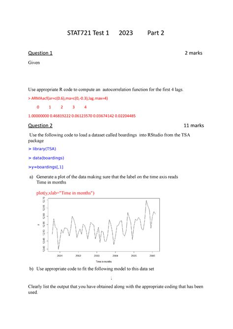 Prac Test1 Solns Prac Stat721 Test 1 2023 Part 2 Question 1 2 Marks Given Use Appropriate R