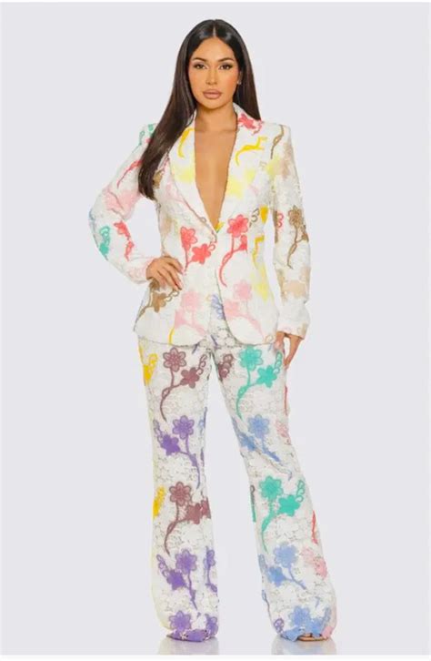 Floral Lace Pants Suit Storytellerz Boutique